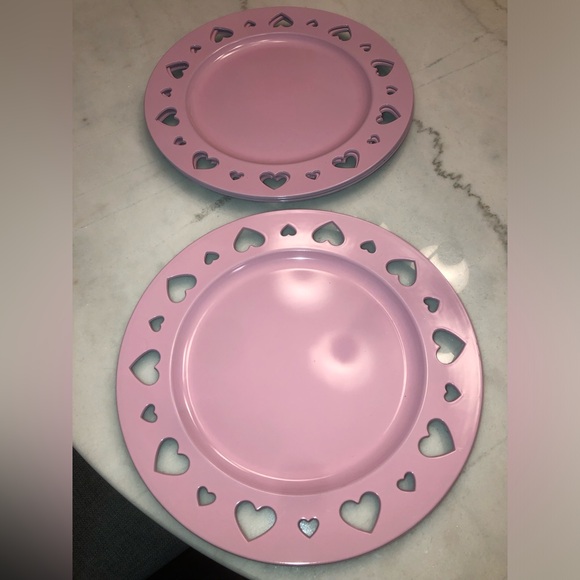 Dining | 4 Pink Cut Out Heart Charger Plates | Poshmark